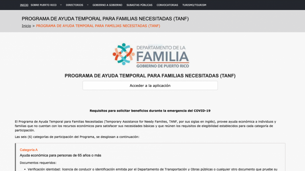 Departamento de la Familia lanza herramienta para solicitar al TANF a ...